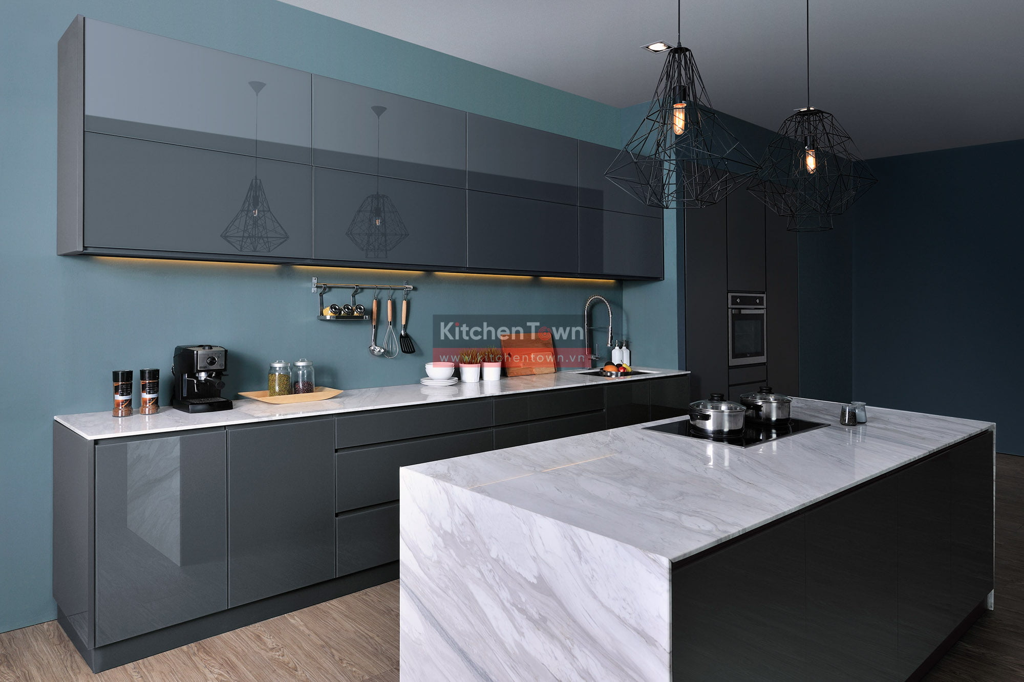 Tủ bếp Alustil nhập khẩu Malaysia - Bàn đảo | KitchenTown